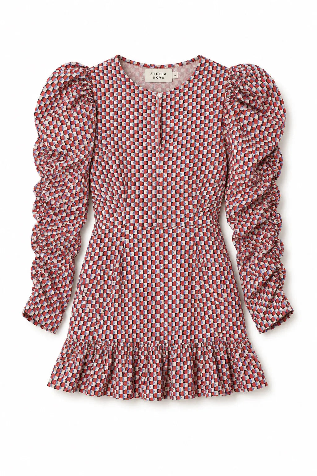 All over printed mini dress - Blue Red