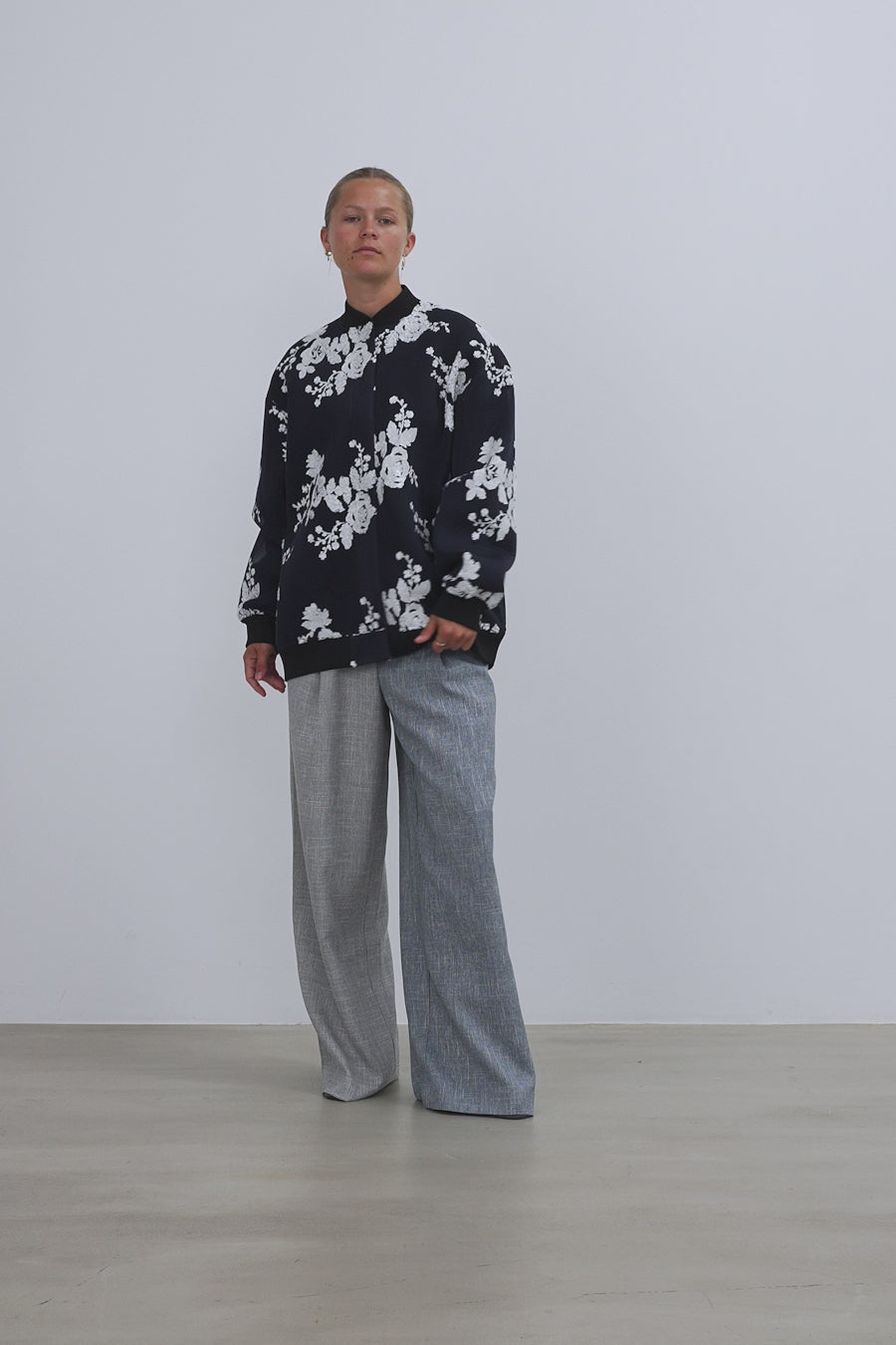 Sequins Mesh Oversized Jacket - White and Blue